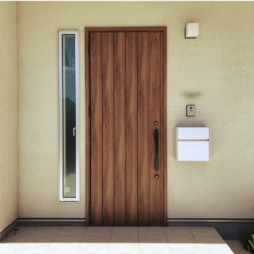 【玄関ドア】LIXIL（リクシル）ジエスタ2｜断熱性能（K2）とリアルな木目（チーク浮造り調） | UCHIの平屋